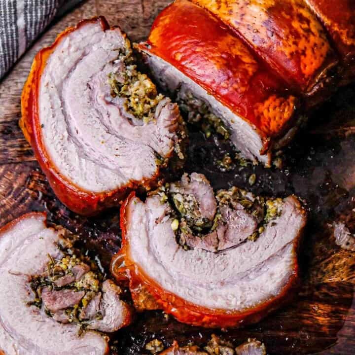 Crispy Pork Belly Porchetta with Pistachio, Parmesan & Fennel Seed ...