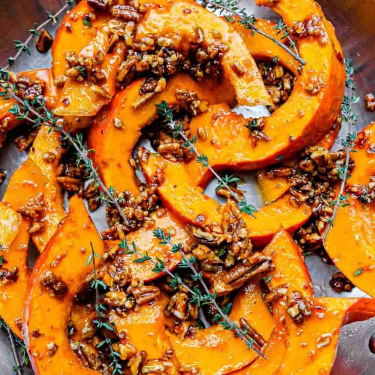 Roasted Red Kuri Squash with Pecans, Honey & Thyme - Cristina's Kitchen