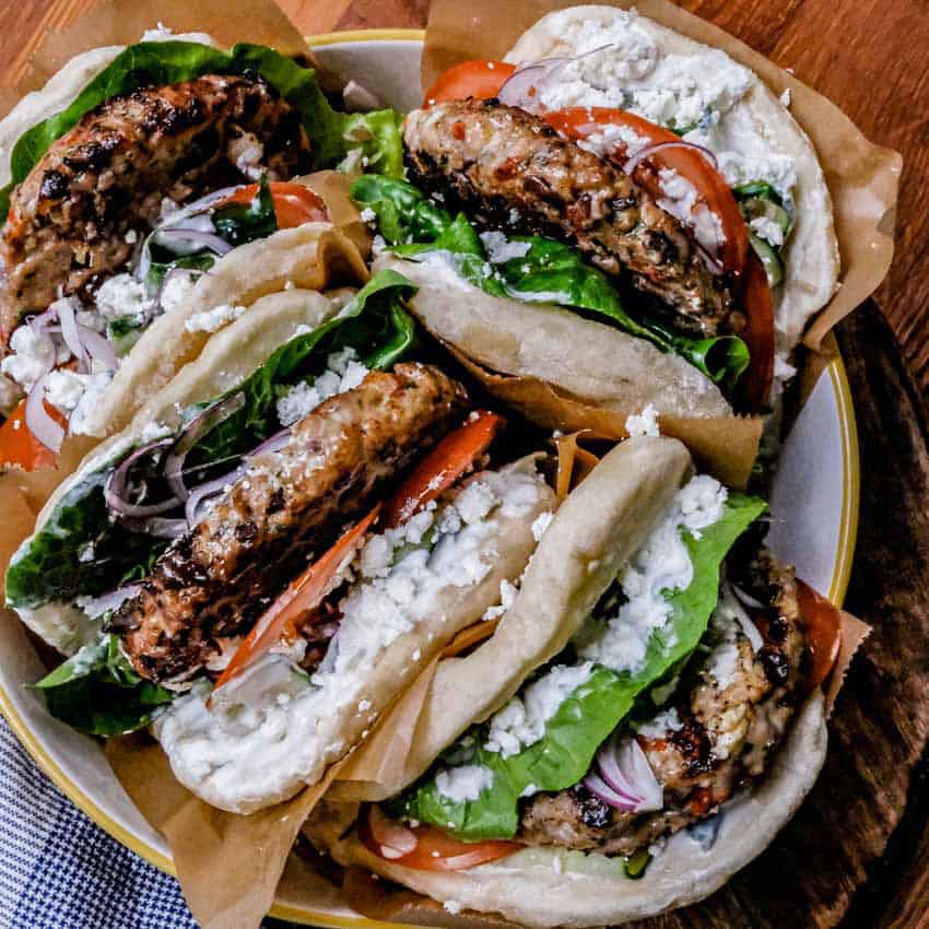 Greek-Style Chicken Burgers with Feta Red Pepper Patties - Cristina's ...